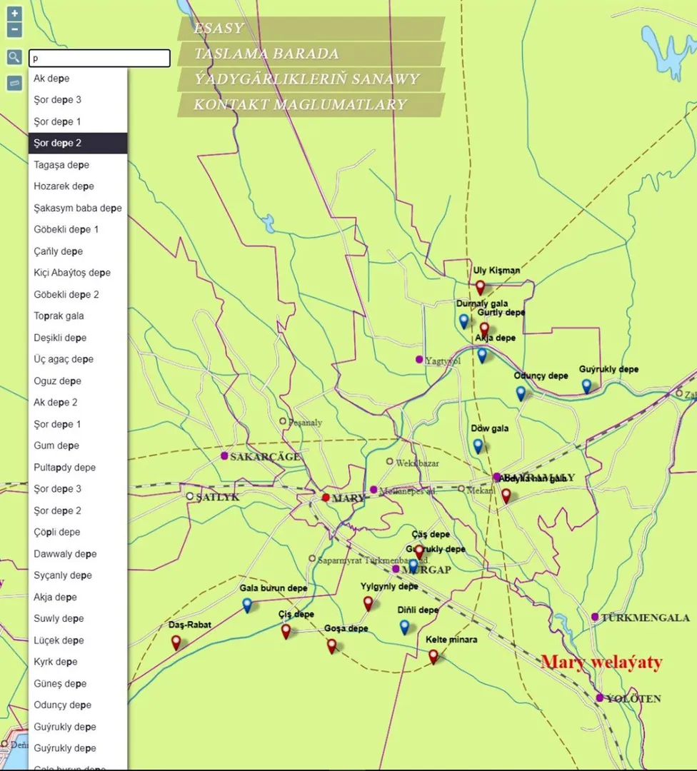 An interactive map of the archaeological sites of Turkmenistan has been ...